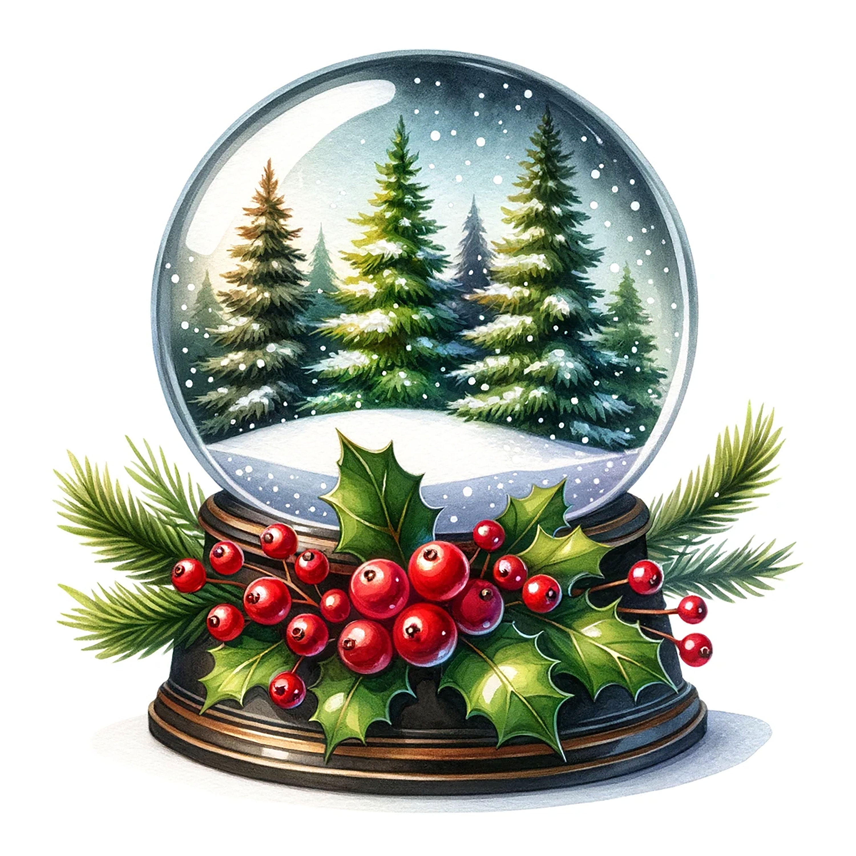 28 PNG Watercolor Holly Clipart Bundle, Christmas Holly Bouquet, Holly ...