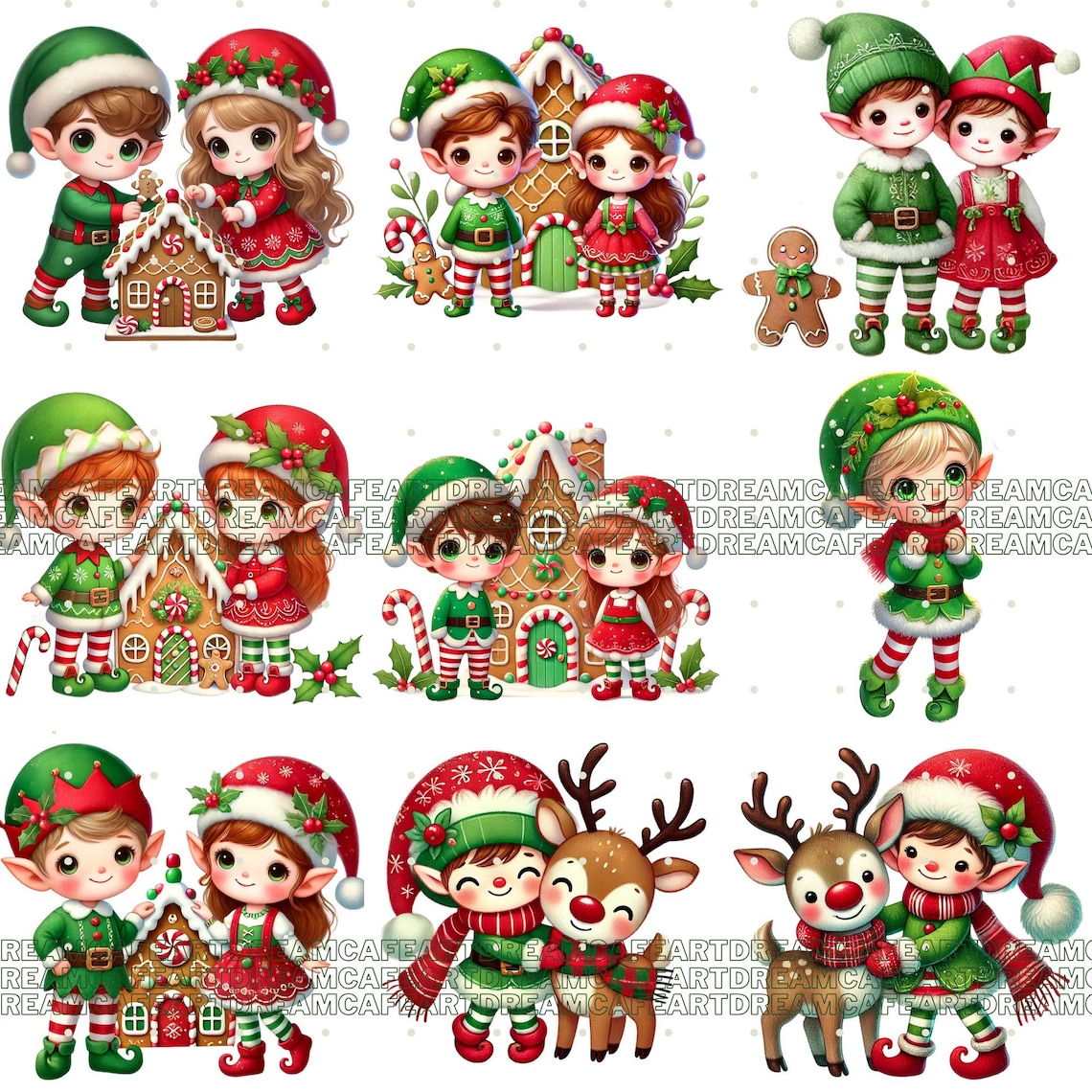 70 PNG Cute Elfs Clipart Bundle, X-mas Clipart, Adorable Holiday Elves ...