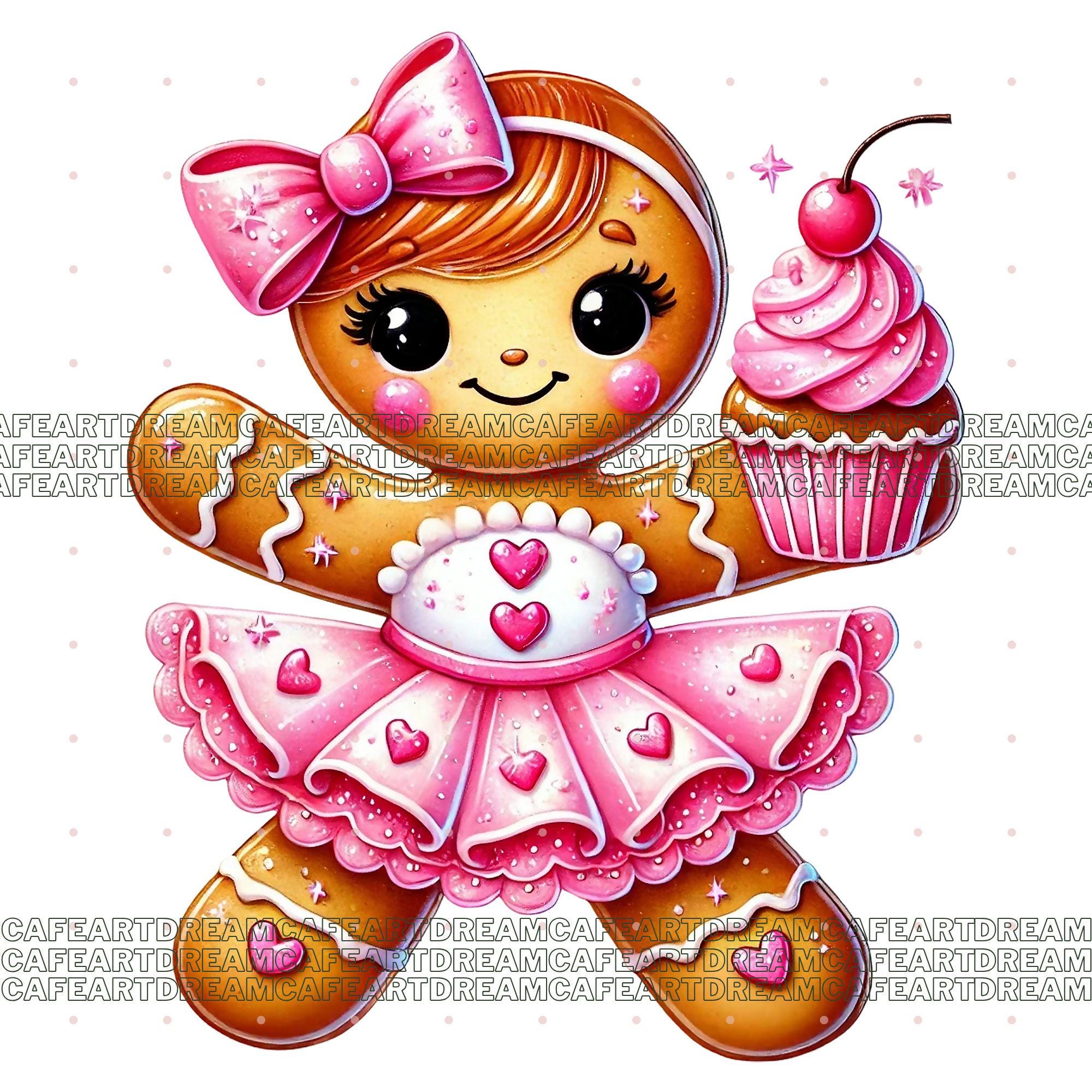 Pink Gingerbread Clipart Bundle, 90 Festive Cookie Graphics, Holiday ...