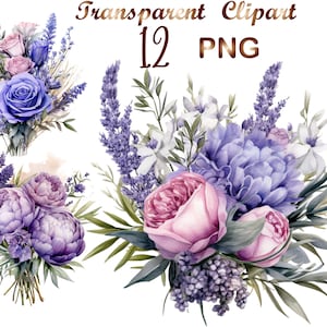 12 Watercolor Lilac Bouquet Png, Bouquet Png, Sublimation, Digital ...