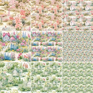 90 Seamless Spring Garden Digital Paper, Spring Garden Seamless Pattern ...