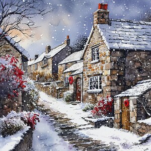25 Printable Winter Village Background Digital Paper,winter Landscape ...