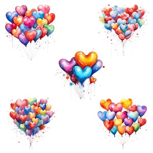 30 PNG Watercolor Valentine's Day Balloons Clipart, Valentines Day ...