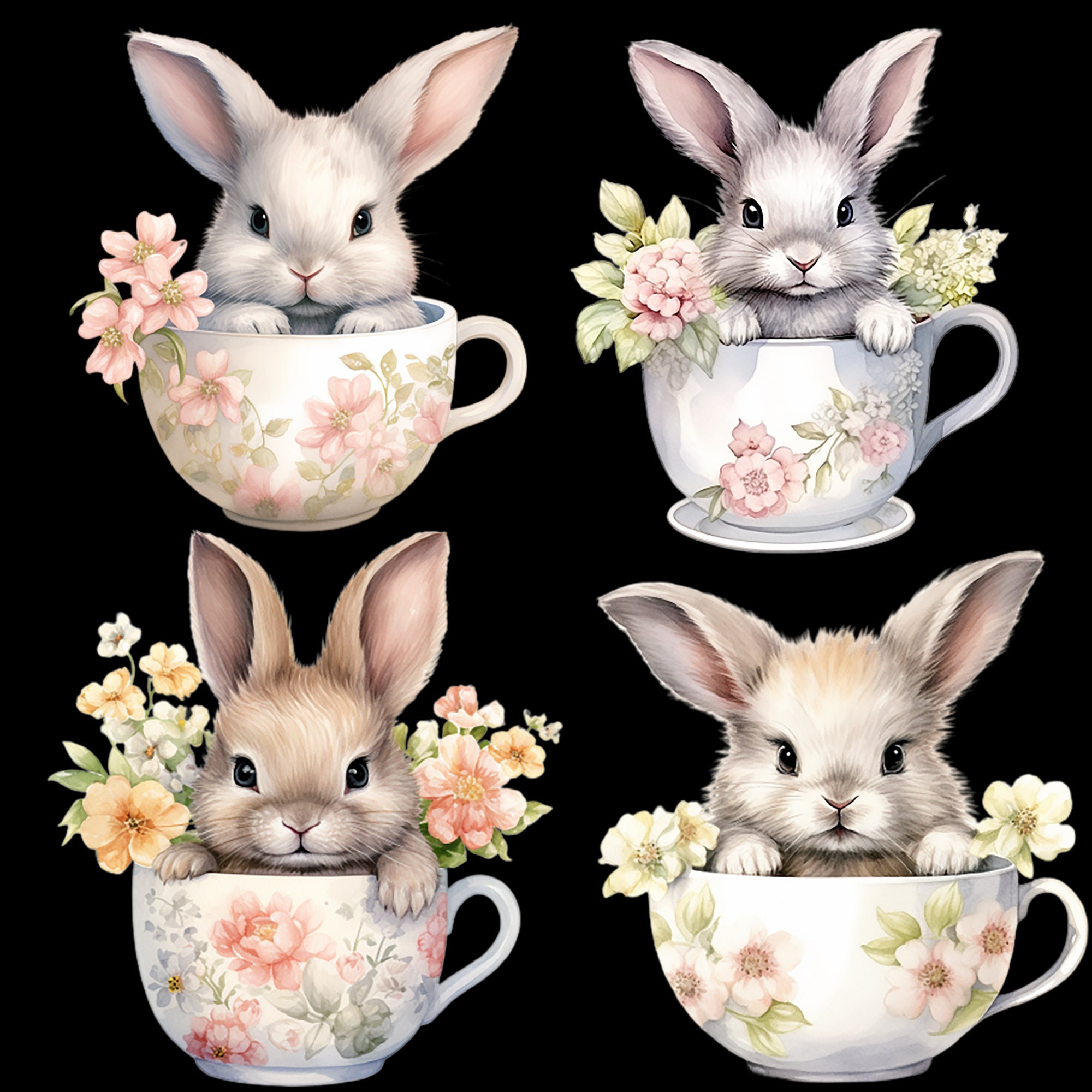 20 Bunny in a Cup Clipart, Png, Bunny Clipart, Rabbit in a Cup Clipart ...