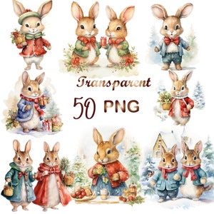 50 Christmas Bunny PNG, Xmas Bunnies Png, Bute Bunny Clipart, Bunny ...
