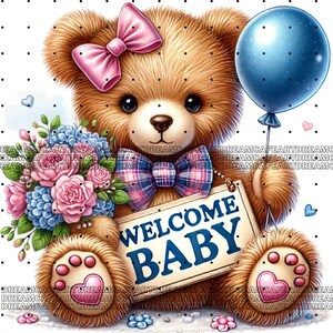 36 PNG Set 2 Welcome Teddy Bear Clipart Bundle,baby Teddies Newborns ...