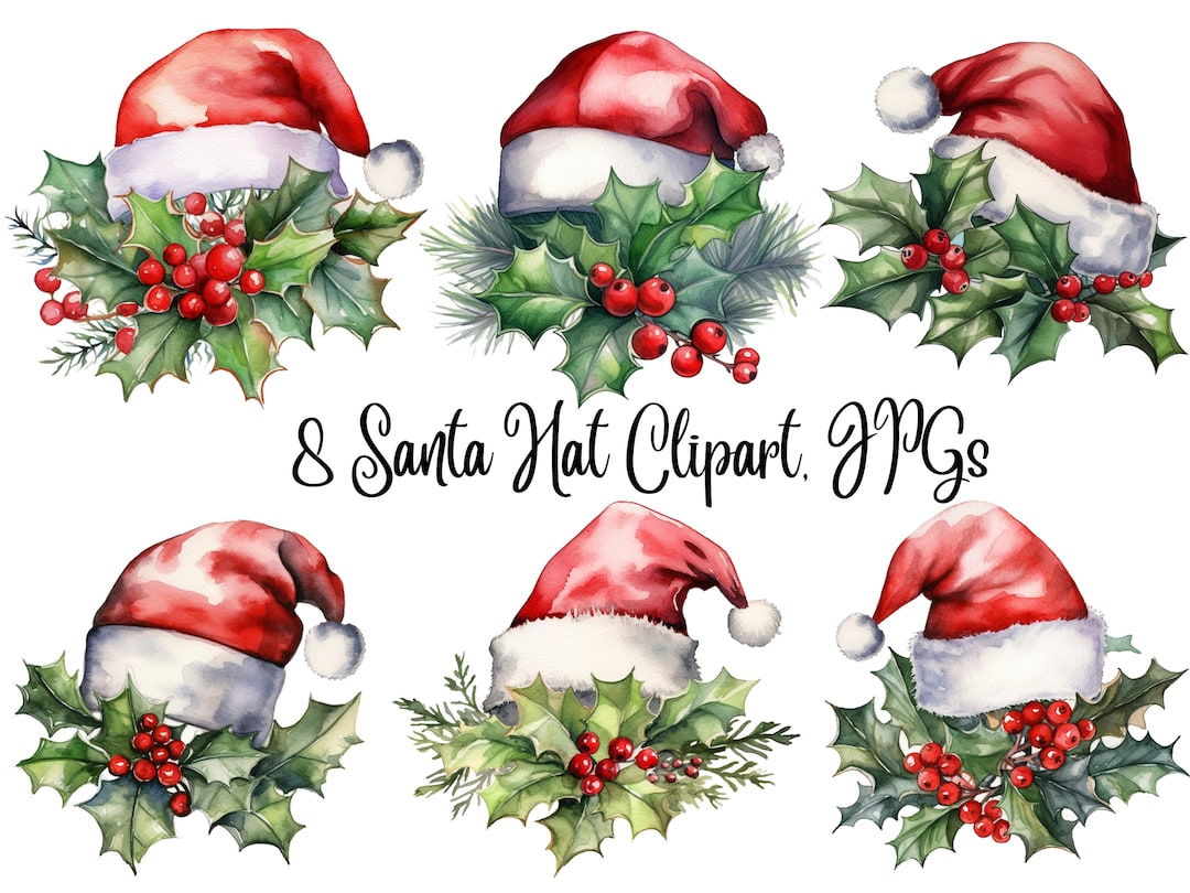 8 Santa Hat Clipart Santa Hat Clip Art Christmas Hat High - Etsy