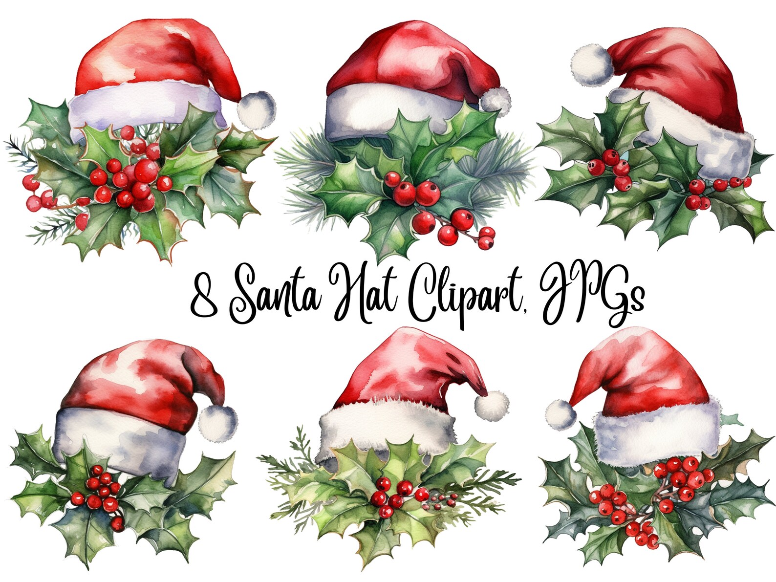 8 Santa Hat Clipart, Santa Hat Clip Art, Christmas Hat, High Quality ...