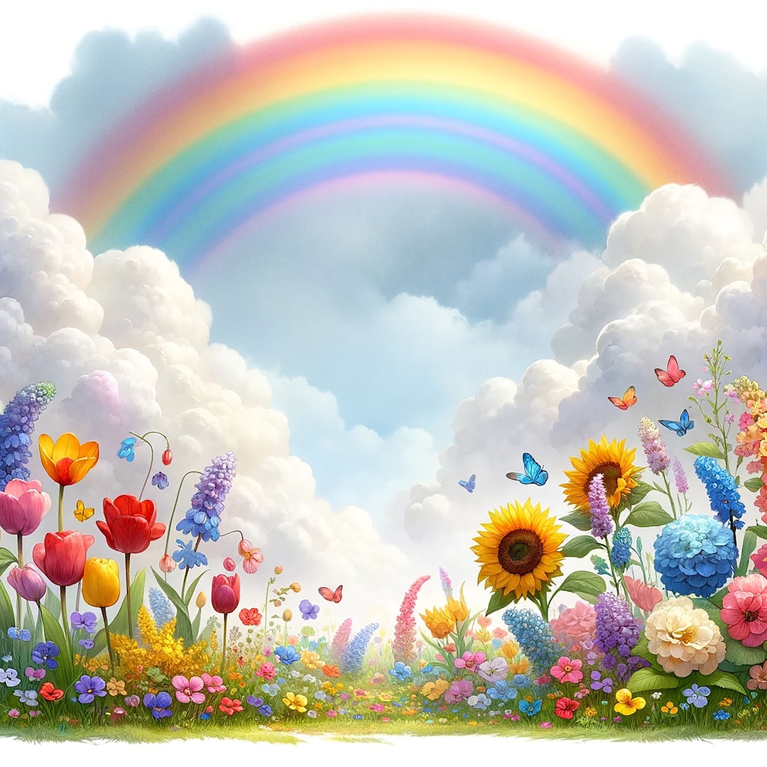 15 Watercolor Wildflowers Rainbow Digital Paper Set, Spring Flowers ...