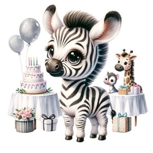 40 PNG, Watercolor Baby Zebra Clipart Bundle, Cute Zebra Clipart ...
