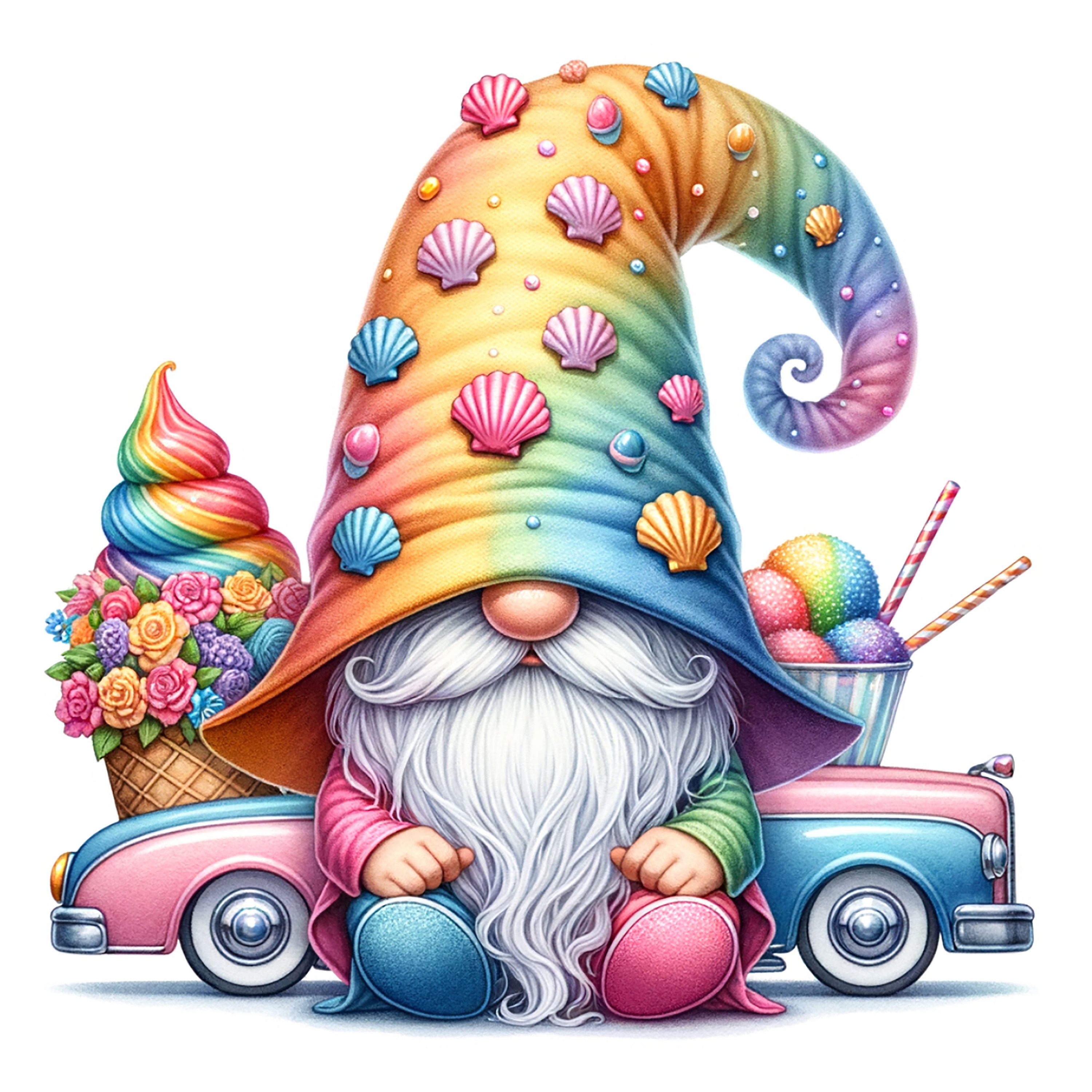 27 PNG, Ice Cream Gnome Clipart, Gnome Clipart Bundle,summer Gnomes ...