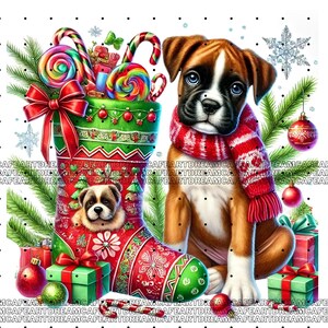 30 PNG, Christmas Boxers Clipart Bundle,festive Dog Illustrations ...