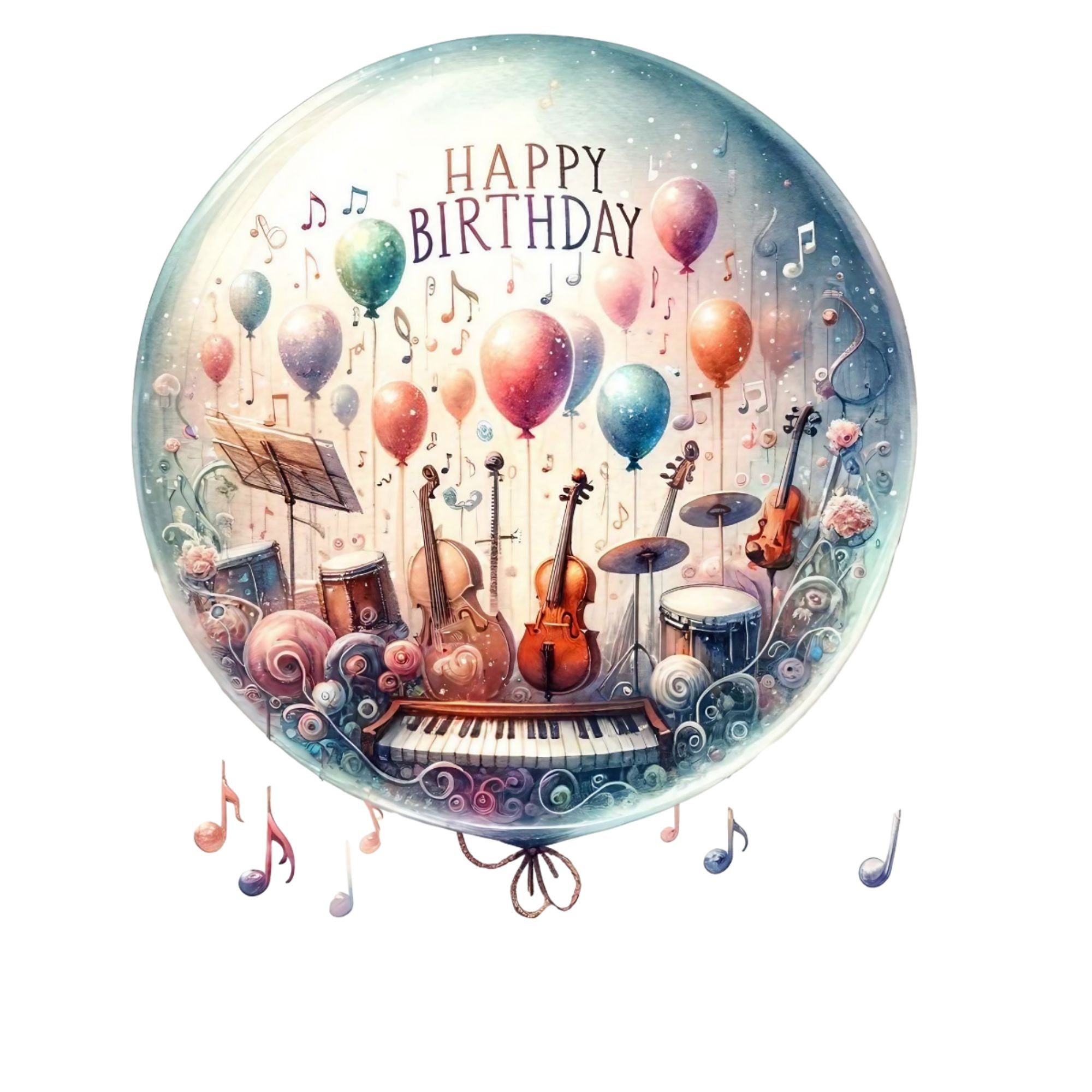 35 PNG, Happy Birthday Clipart Bundle, Celebration Balloon, Watercolor ...