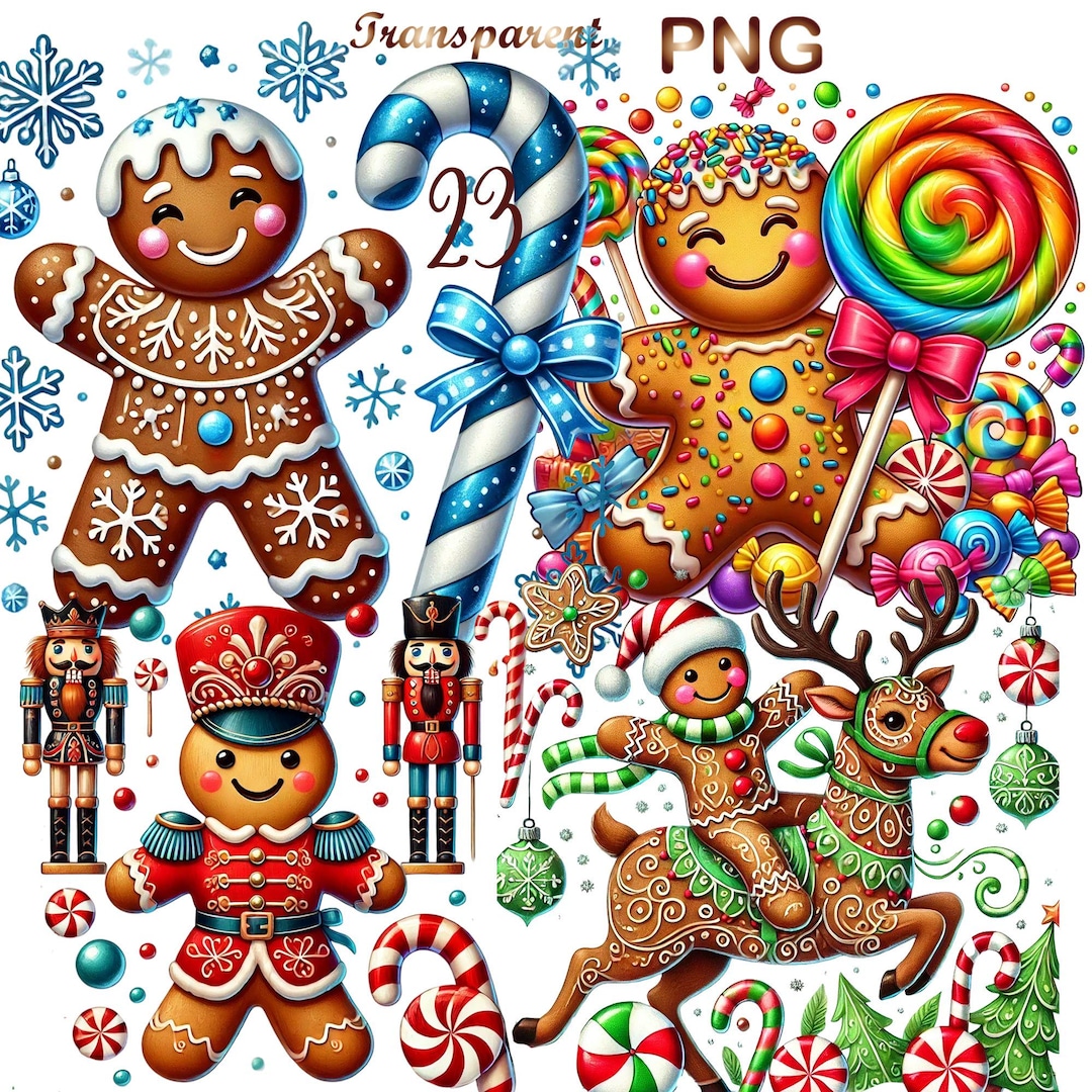 23 PNG, Gingerbread Man Clipart Bundle, Christmas Clipart, Festive ...