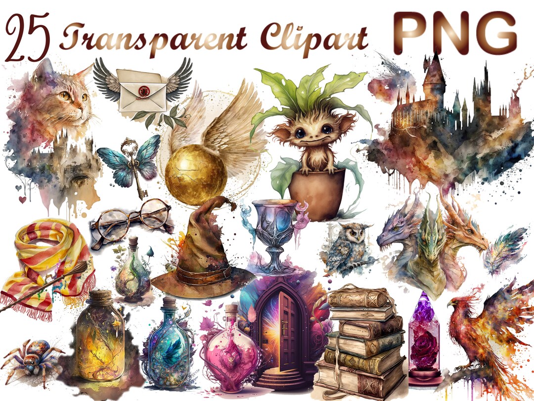 25 Magic School Clipart, Halloween Clipart, Witch and Wizard Png ...