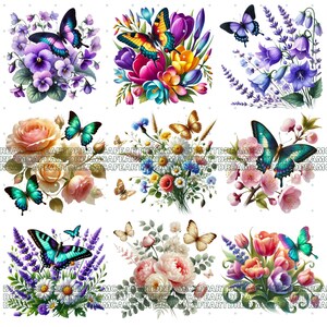 60 PNG Butterfly Gardens Clipart Bundle Set 2, Butterfly Wildflowers ...