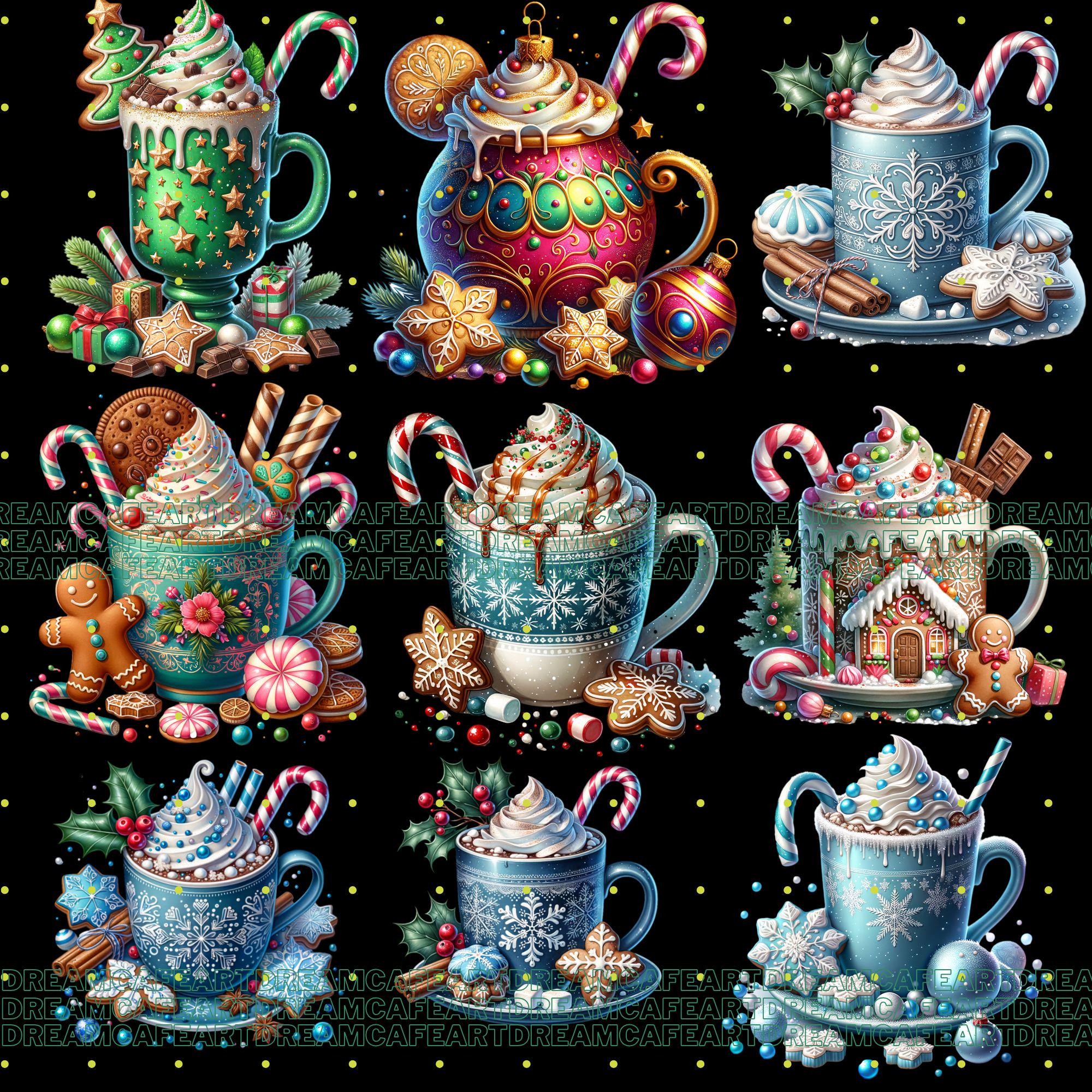 14 PNG Set 1 Winter Hot Cocoa Clipart, Xmas Cocoa Clipart, Hot ...