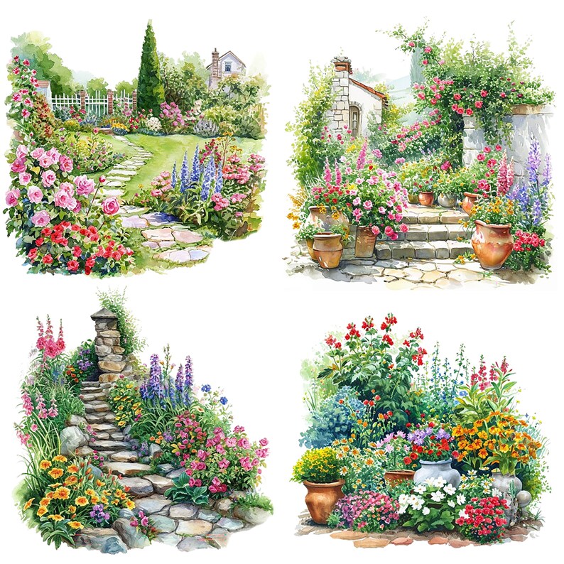 39 Spring Flowers Watercolor Clipart PNG, Spring Garden Flowers Png ...