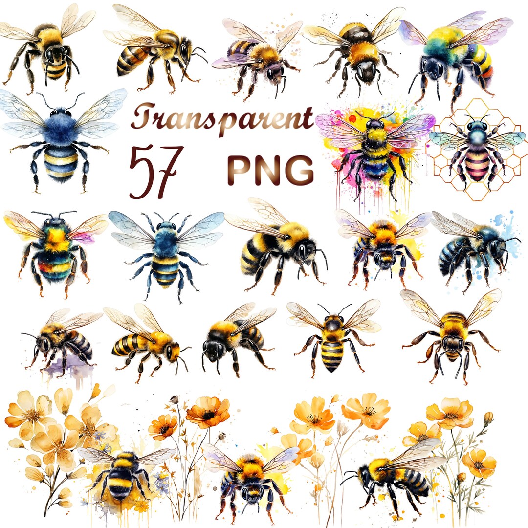 57 Watercolor Bumblebee Clipart Png,bee Clipart,bee Sublimation ...