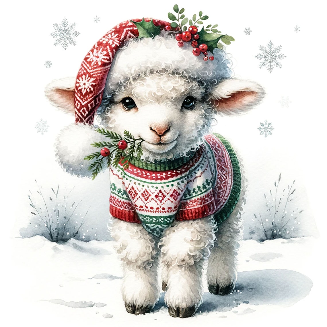 16 PNG/JPG Christmas Animals Cliprt, Transparent PNG, Watercolor Winter ...