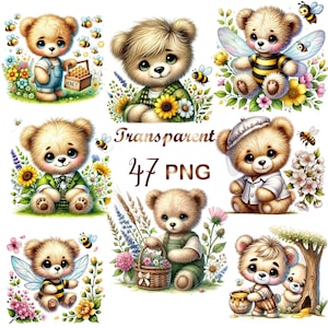 47 Png,teddy Bear Honeybee Clipart Bundle,teddy Bear Clipart Bundle ...