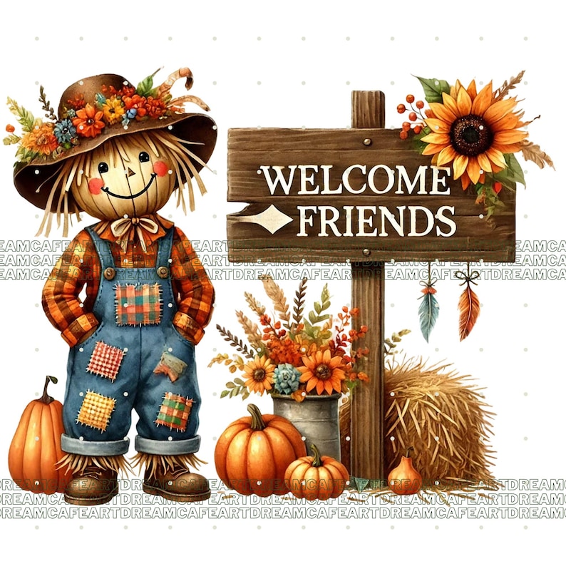 Fall Scarecrows Clipart – 62 PNG | Hello Pumpkin, Pumpkins, Autumn ...