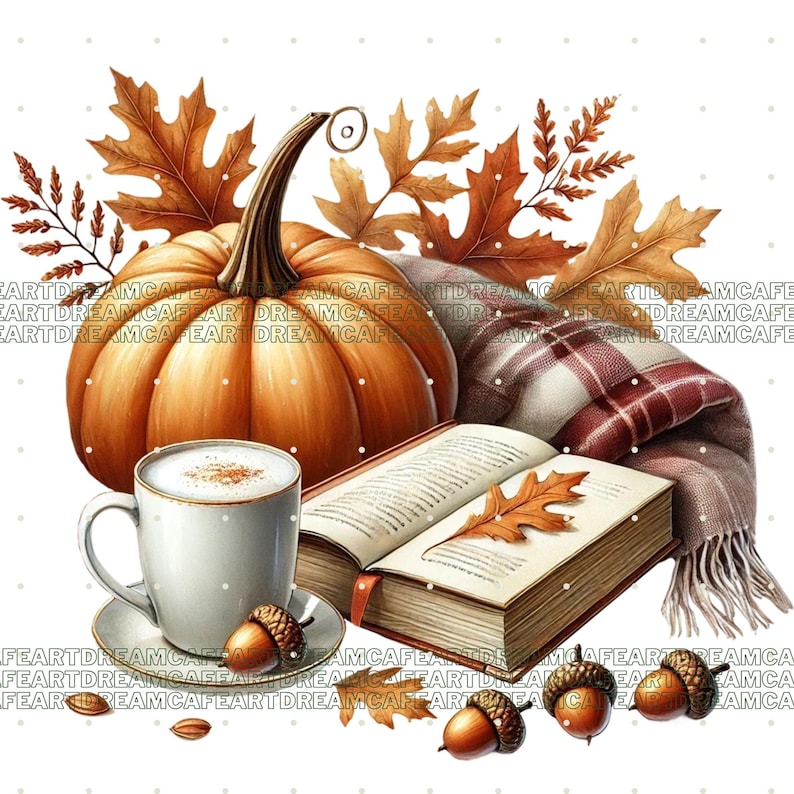 36 PNG Cozy Autumn Coffee, Fall Clipart for Crafts Prints, Pumpkin ...