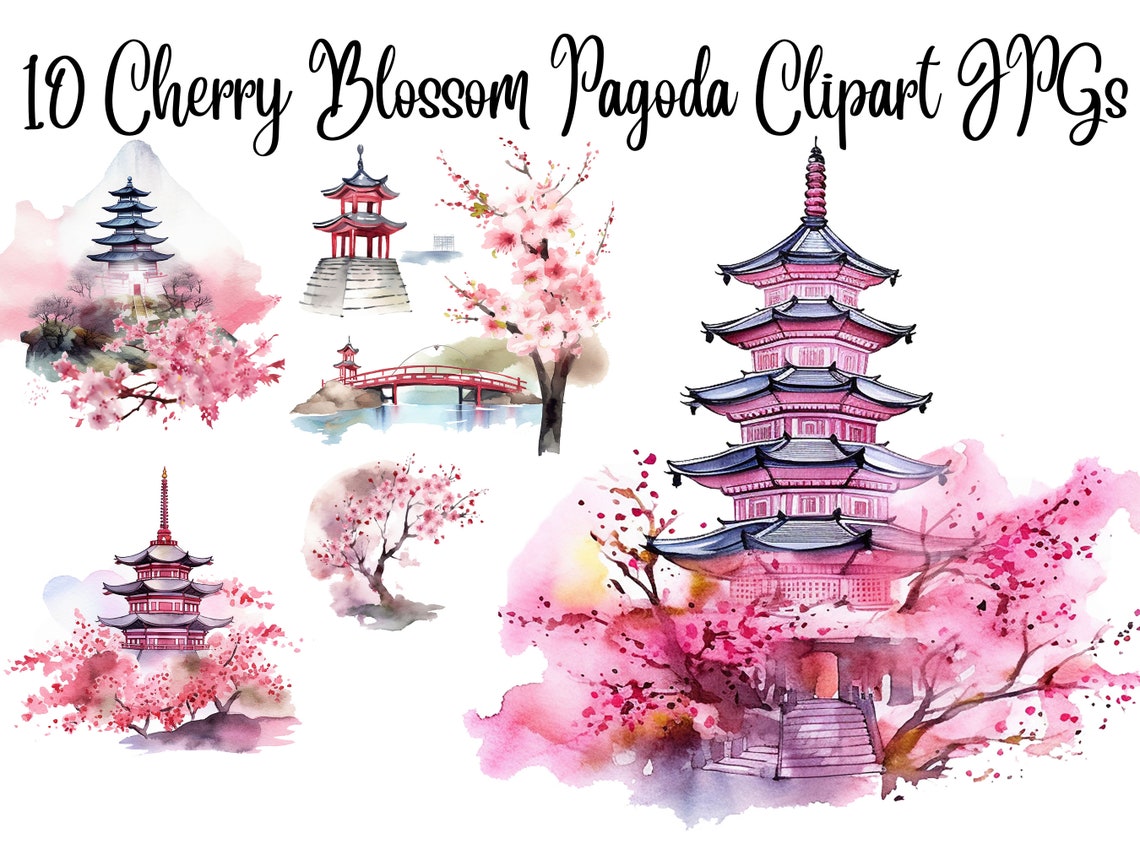 10 Cherry Blossom Clipart Jpgs High Quality Digital - Etsy