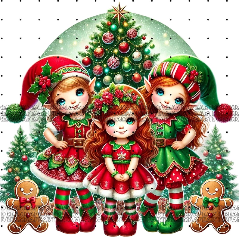 50 PNG, Christmas Elves Clipart Bundle, Cute Christmas Elves, Festive ...