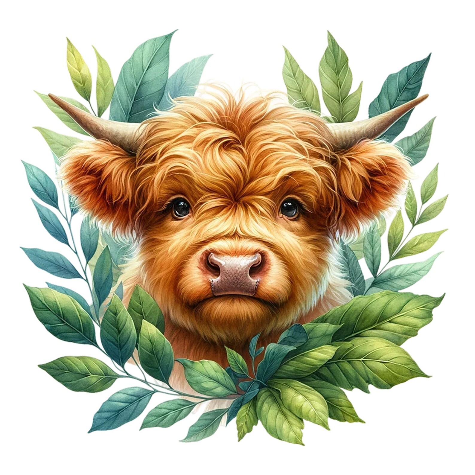 30 PNG, Watercolor Baby Animals in Leaves Clipart, Safari Animals ...