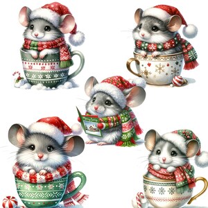 20 PNG, Christmas Mouse Clipart, Set 2, Xmas Mouse Png, Mouse Clipart ...