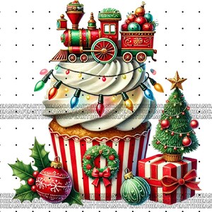 32 PNG, Christmas Cupcakes Clipart Bundle, Set2, Festive Holiday ...