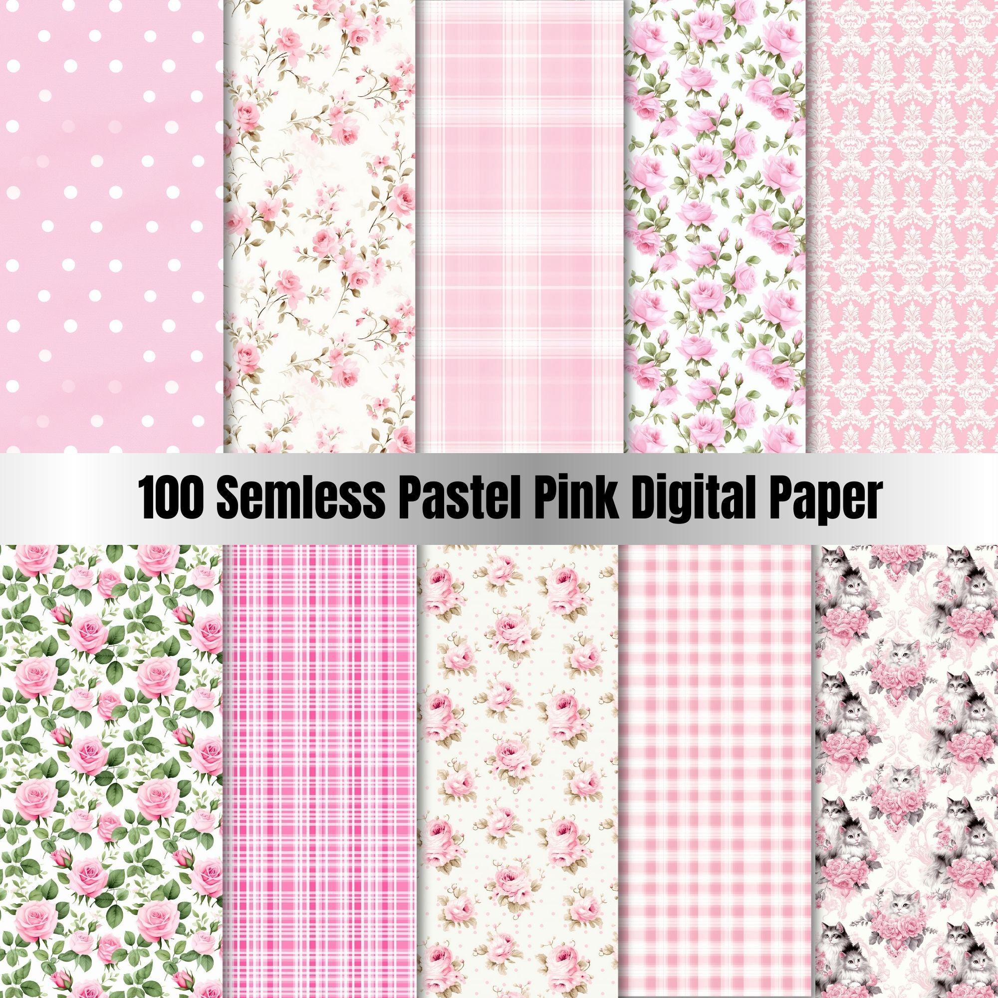 Seamless Pastel Pink Flower Digital Paper,seamless Shabby Chic ...