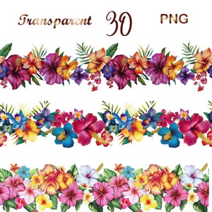 30 PNG Flower Border, Floral Clipart, Seamless Flower Border, Orchids ...