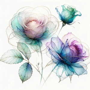 22 Jpgs, Abstract Roses Clipart Bundle, Dried Flowers, Printable ...