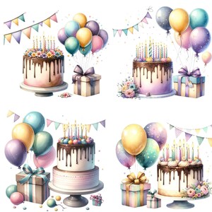 20 Watercolor Birthday Clipart, Happy Birthday PNG Bundle for ...