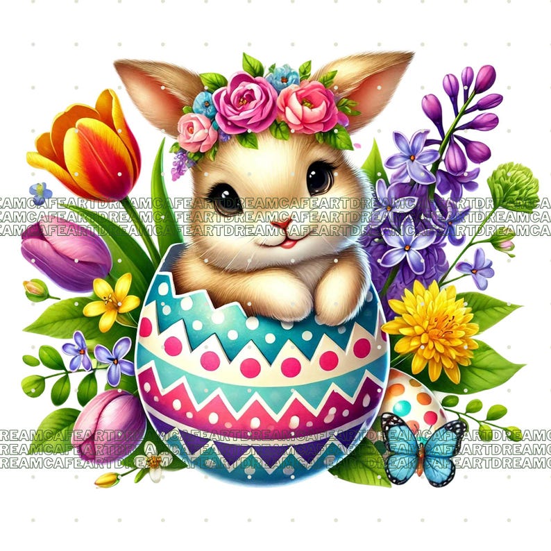 30 PNG Spring Baby Bunny Clipart, Cute Bunny PNG Bundle, Hello Spring ...