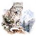 20 Winter Snow Leopard Clipart Jpgs, Printable Watercolor Clipart ...