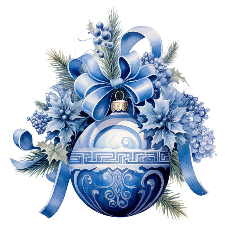 14 Blue Christmas Clipart, High Quality Jpgs, Digital Download - Card ...