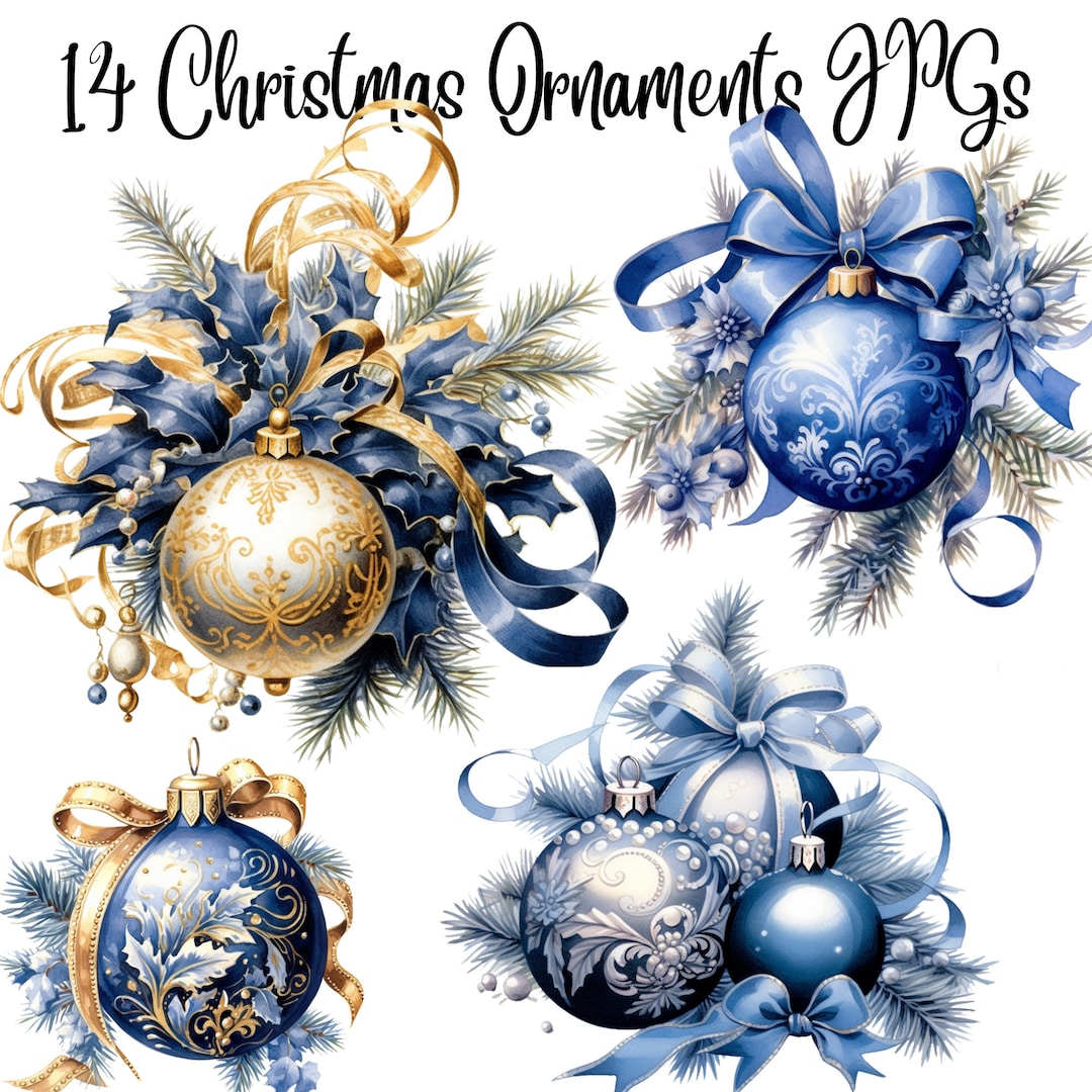 14 Blue Christmas Clipart, High Quality Jpgs, Digital Download - Card ...