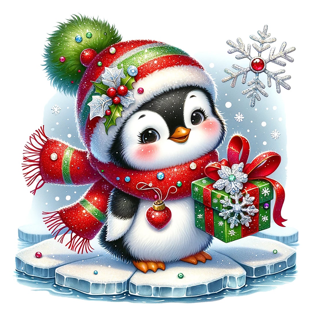 12 Winter Penguin Clipart PNG and JPG, Set 1, Christmas Penguin Clipart ...