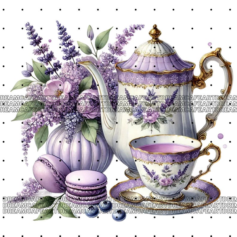 34 PNG Pastel Vintage Floral Tea Time Clipart Bundle, Spring Tea Party ...