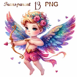 13 PNG Watercolor Valentine's Day Cupid Clipart, Valentines Day Cute ...