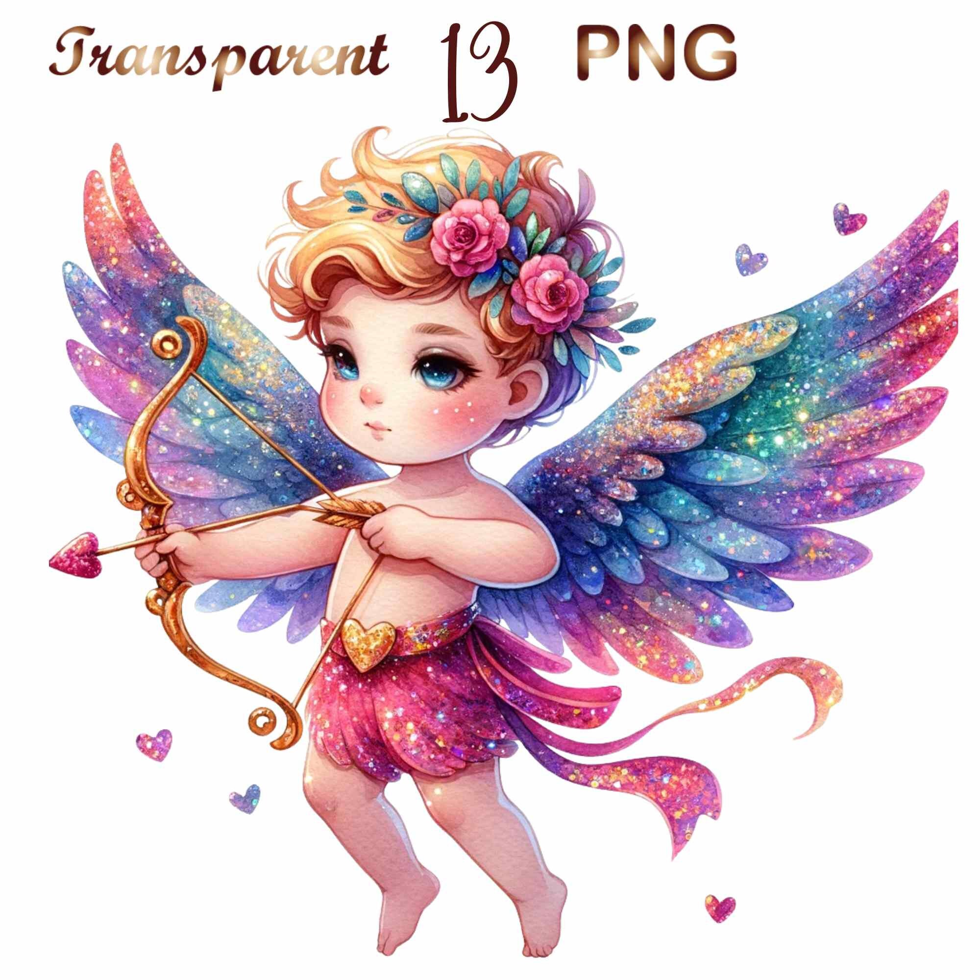 Watercolor Cupid Clipart Bundle, Valentine's Day Angels (PNG Digital ...
