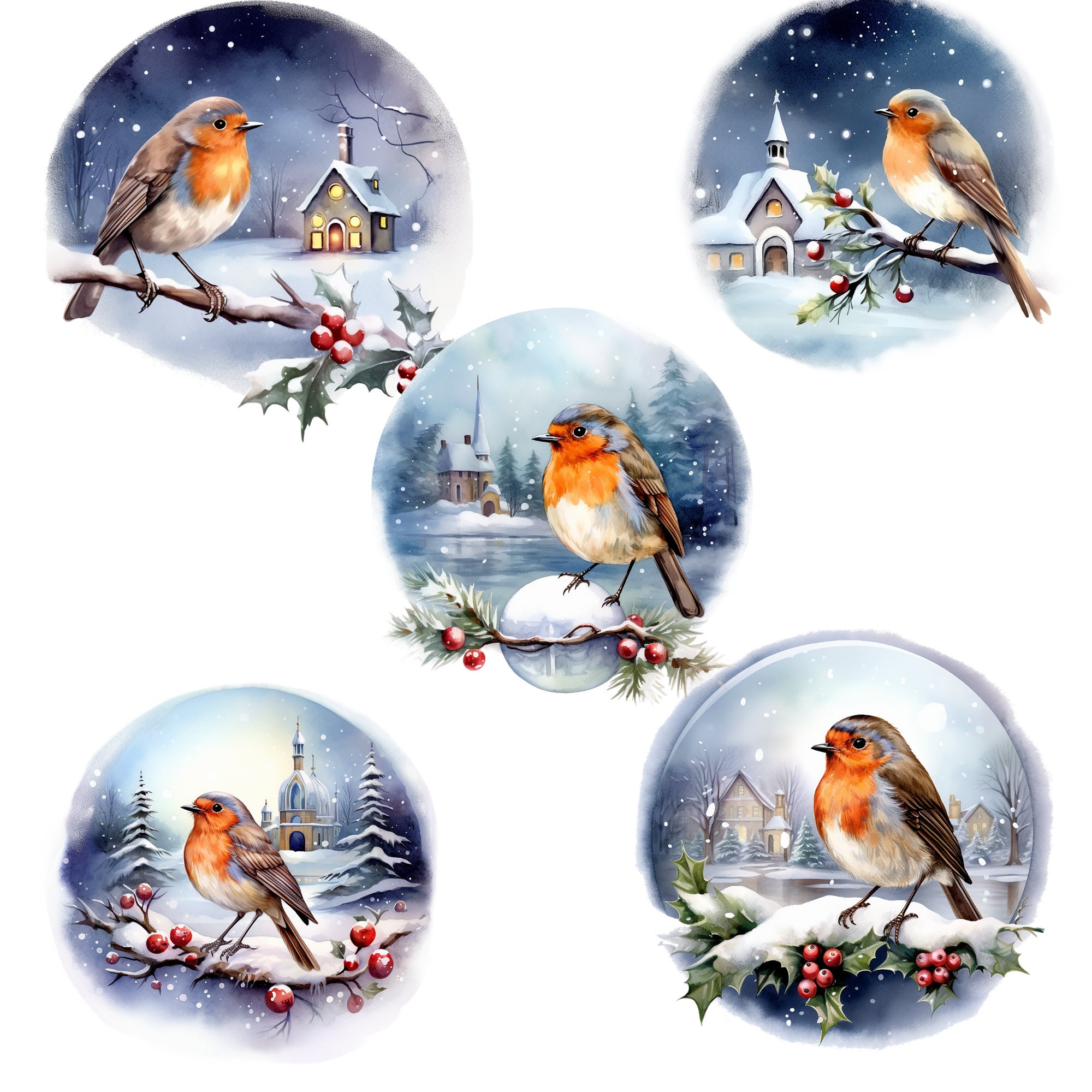 25 Christmas Robin Clipart PNG, Winter Robin PNG, Bird Robin PNG. Red ...