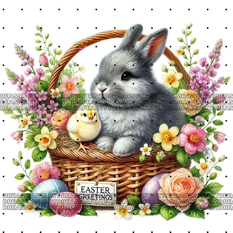45 PNG Set 2 Easter Bunny Clipart Bundle, Spring Bunny in a Basket ...