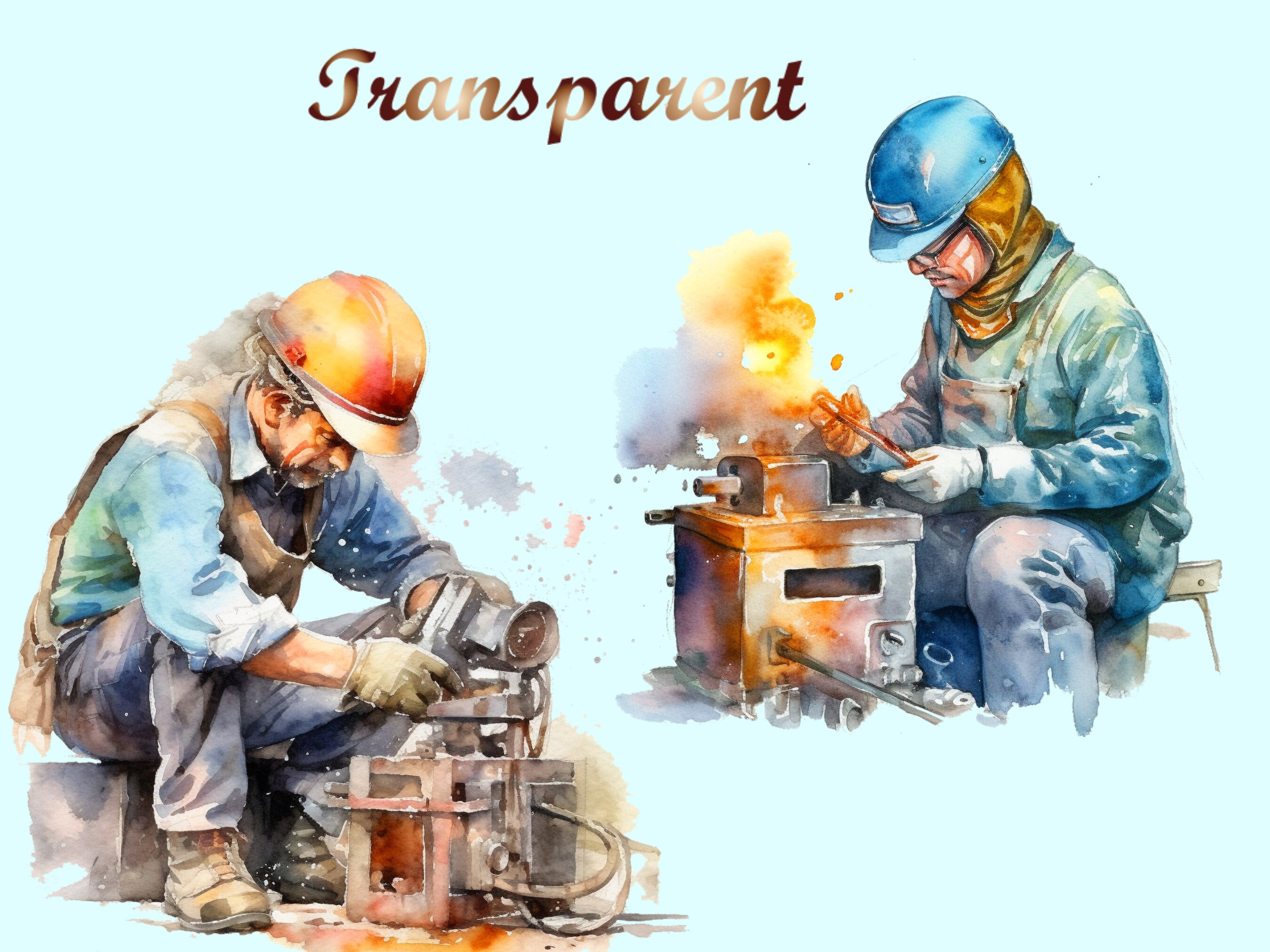 8 Welder Watercolor Welding Clipart Iron Worker PNG Commercial Use ...