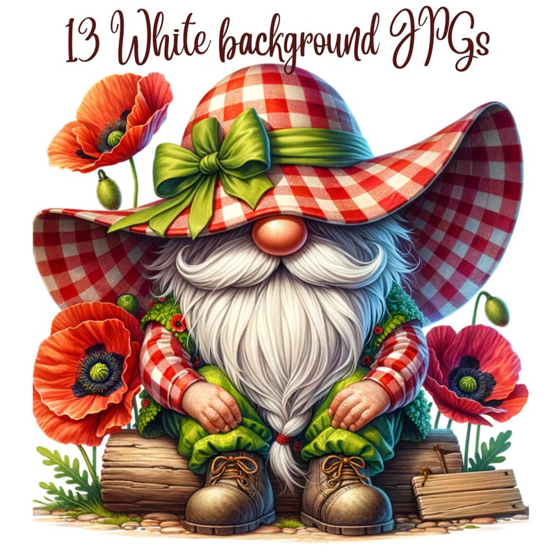 13 JPG Birth Month Flower Clipart, Birth Month Flower Gnome, Poppy ...