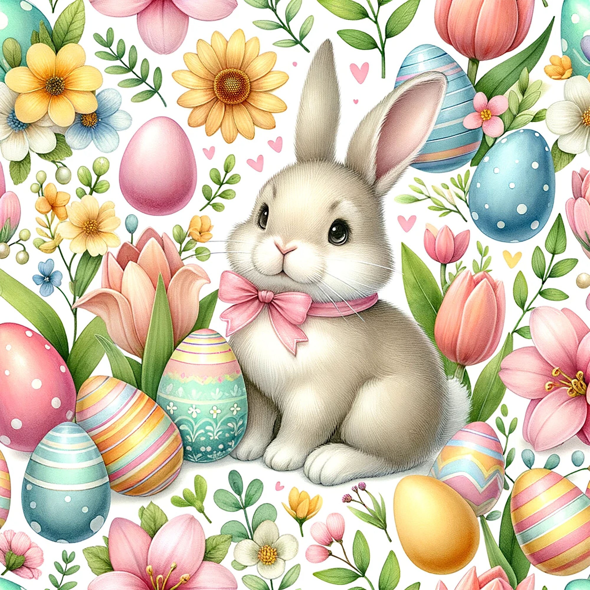 Easter Bunny Digital Paper: Floral Spring Backgrounds (jpgs) - Etsy