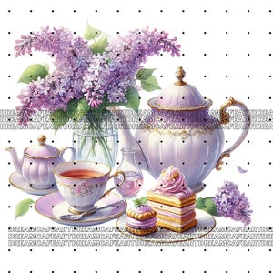 34 PNG Pastel Vintage Floral Tea Time Clipart Bundle, Spring Tea Party ...